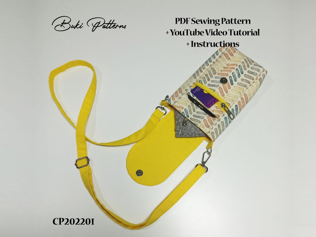 Crossbody Phone Bag PDF Sewing Pattern: Zippered Pocket, Video Tutorial ...