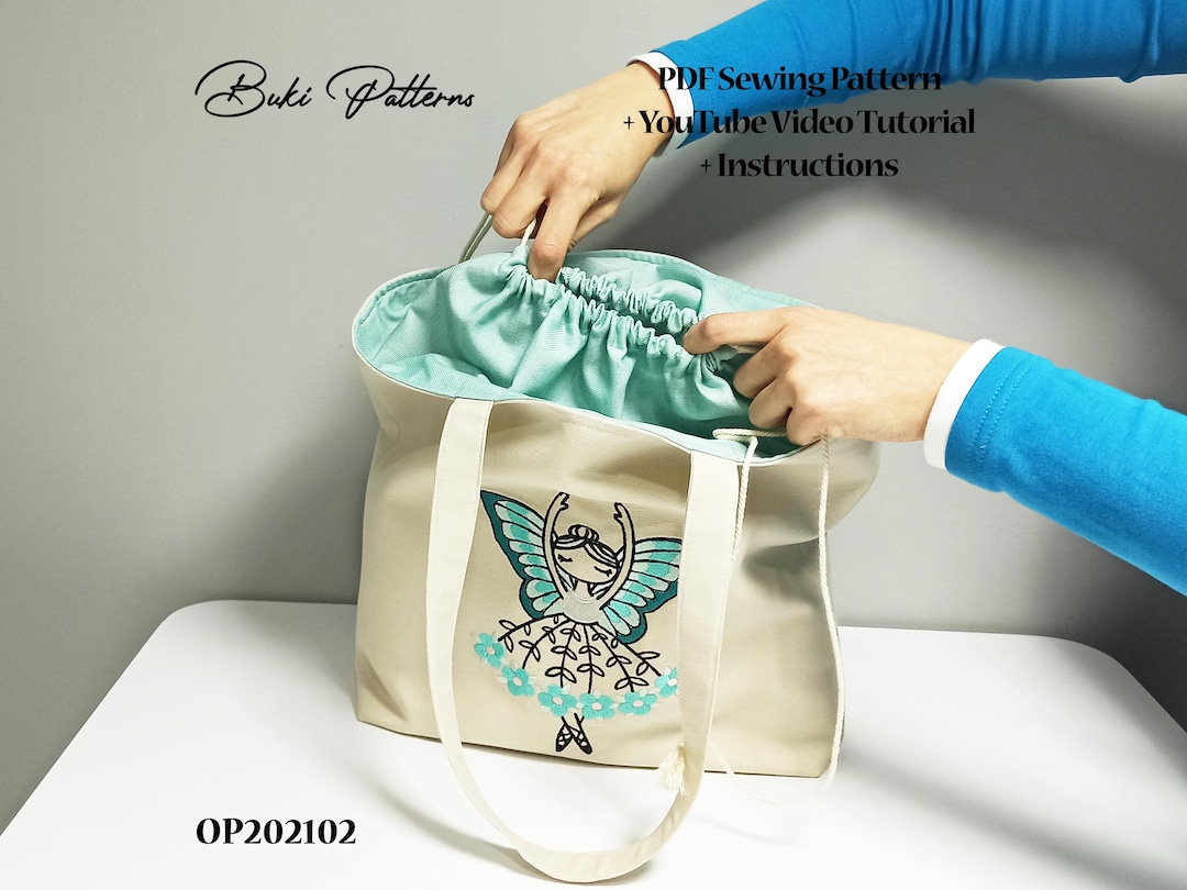 Drawstring Tote Bag PDF Sewing Pattern: Easy Beginner Project (A1, A4 ...