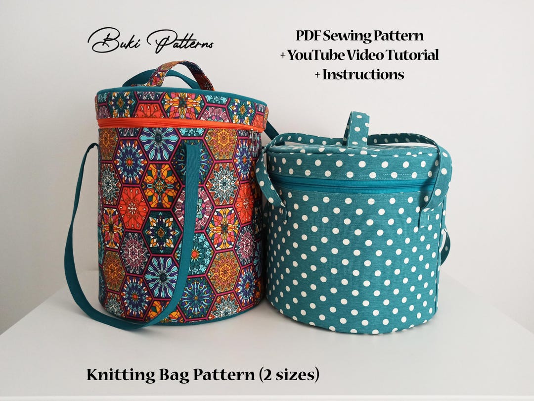 Travel Knitting Bag Sewing Pattern: Yarn Holder, Crochet Accessories ...