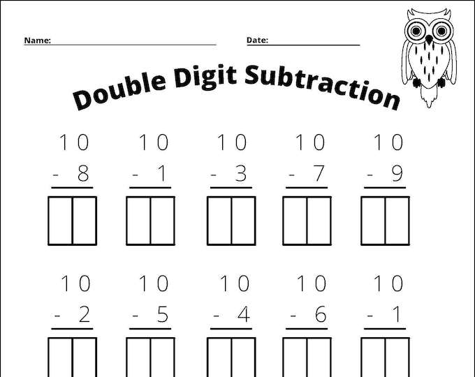 11 Printable Double Digit Addition Worksheets. Numbers 10 - 20. Grades ...