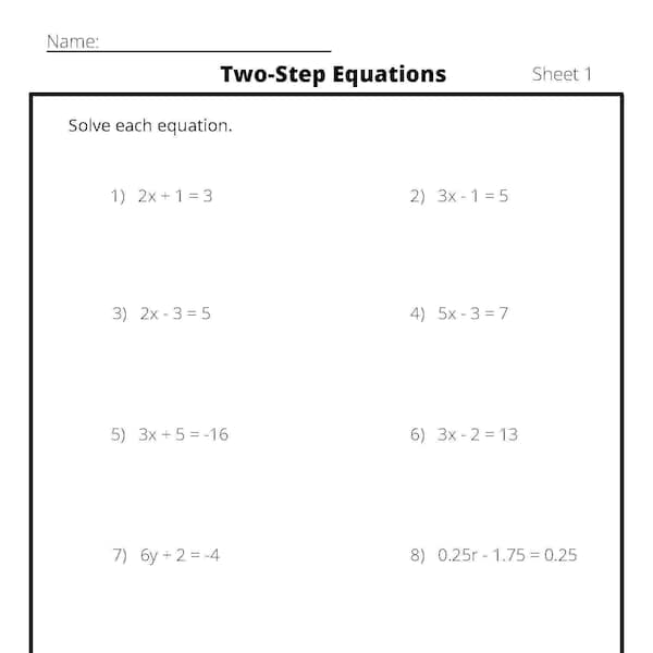 Algebra Worksheets - Etsy