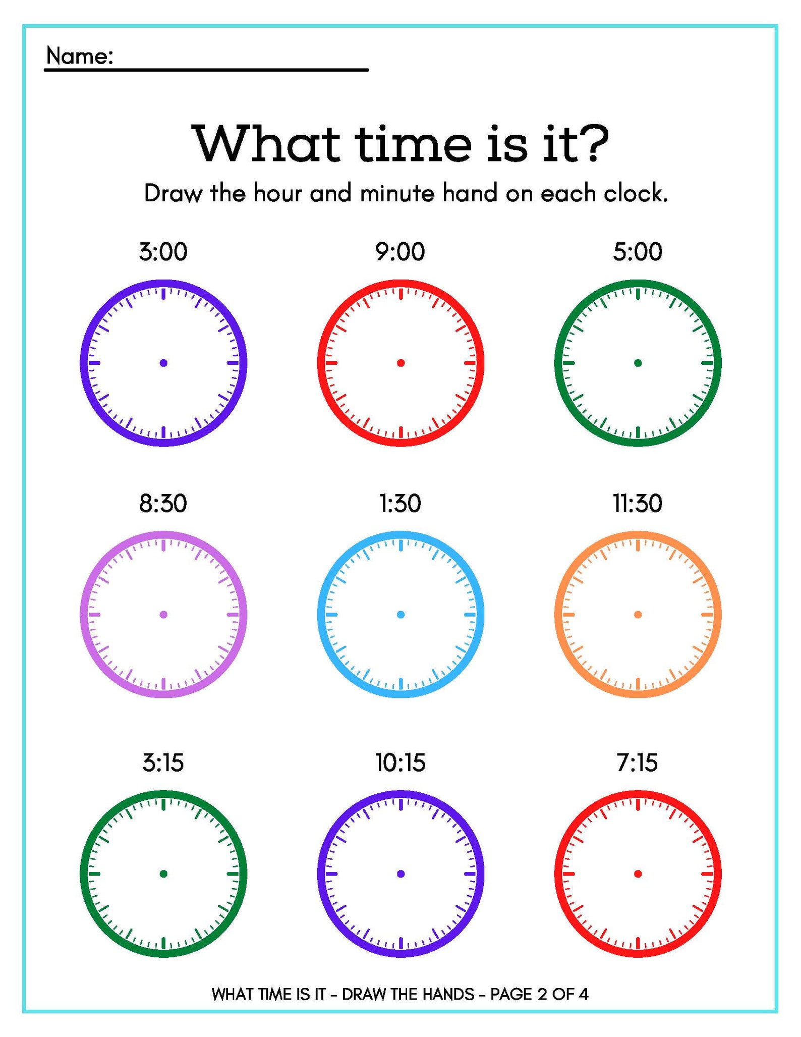 4 Printable Learn to Tell Time Worksheets - Etsy