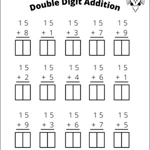 11 Printable Double Digit Addition Worksheets. Numbers 10 - 20. Grades ...