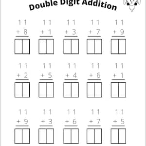 11 Printable Double Digit Addition Worksheets. Numbers 10 - 20. Grades ...