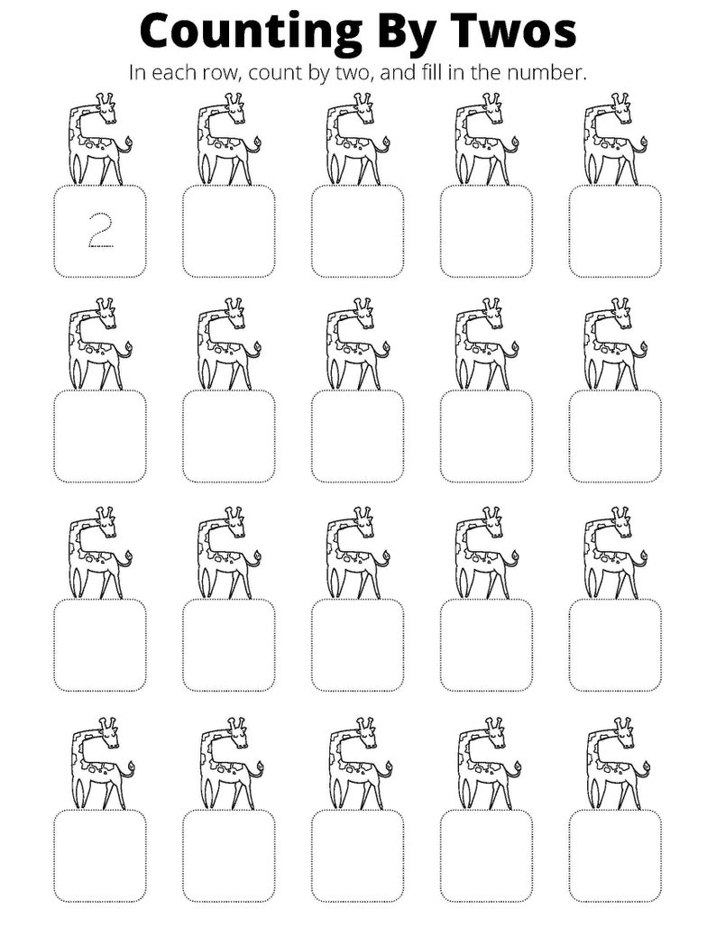12 Printable Counting by Ones, Twos, Fives & Tens Worksheets in PDF - Etsy