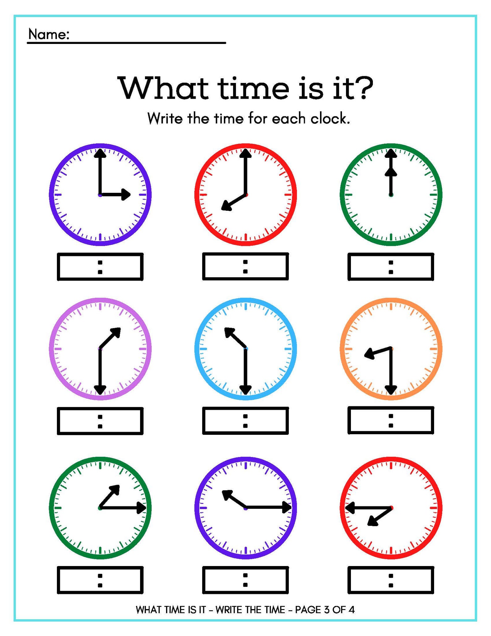 4 Printable Learn to Tell Time Worksheets - Etsy
