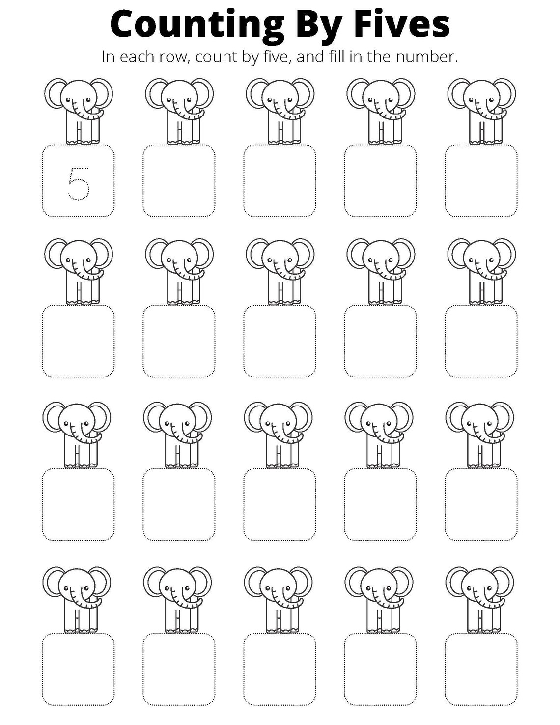 12 Printable Counting by Ones, Twos, Fives & Tens Worksheets in PDF - Etsy