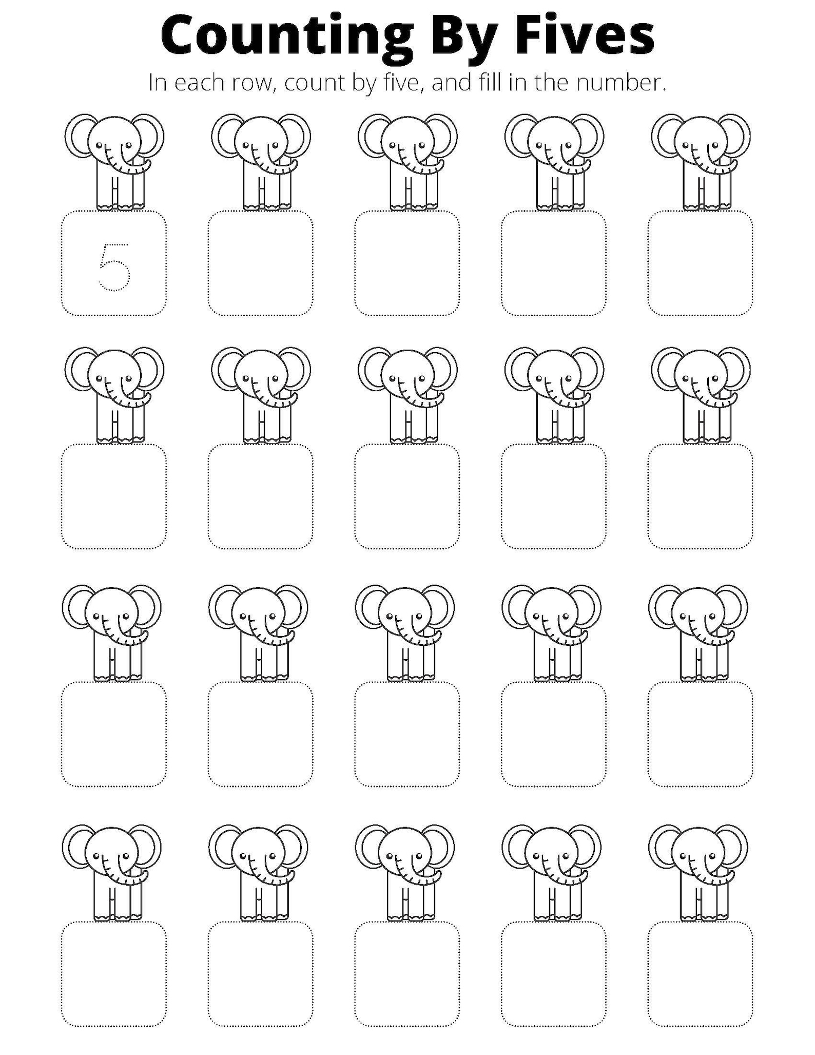 12 Printable Counting by Ones, Twos, Fives & Tens Worksheets in PDF - Etsy
