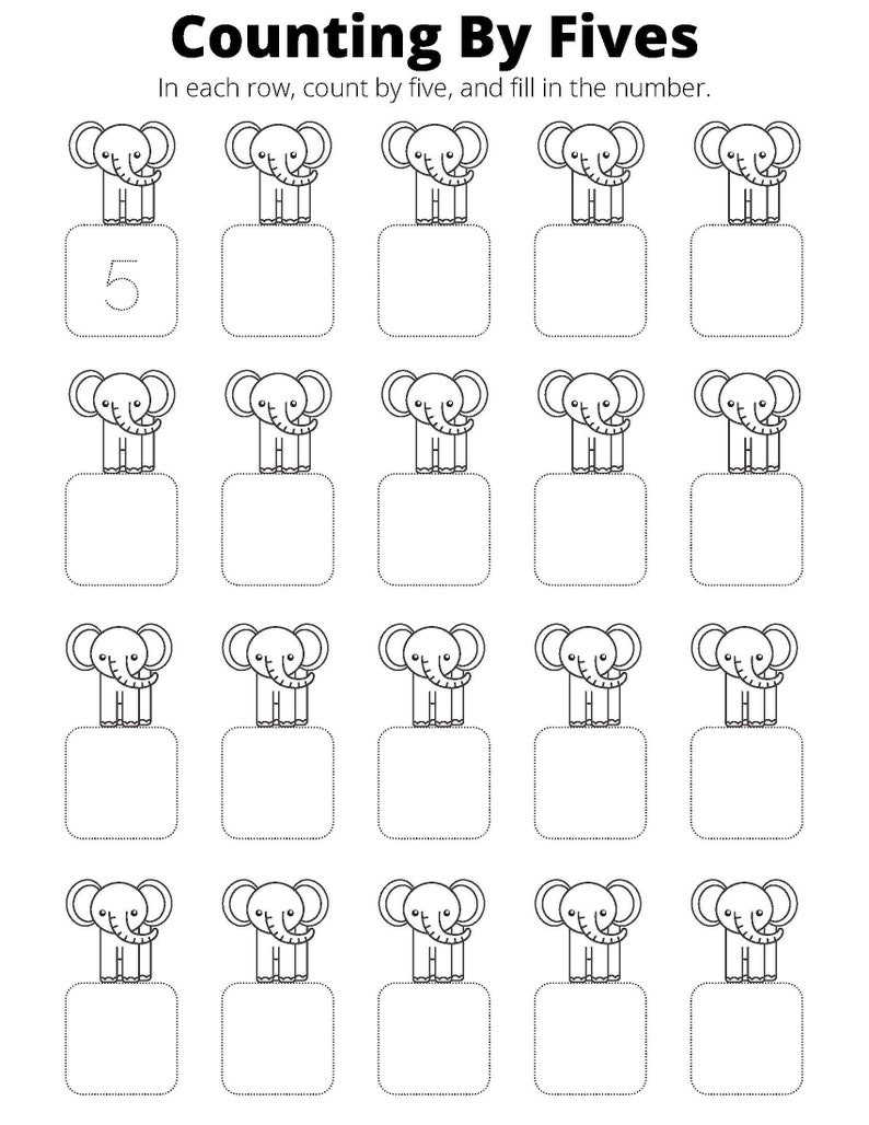 12 Printable Counting by Ones, Twos, Fives & Tens Worksheets in PDF - Etsy