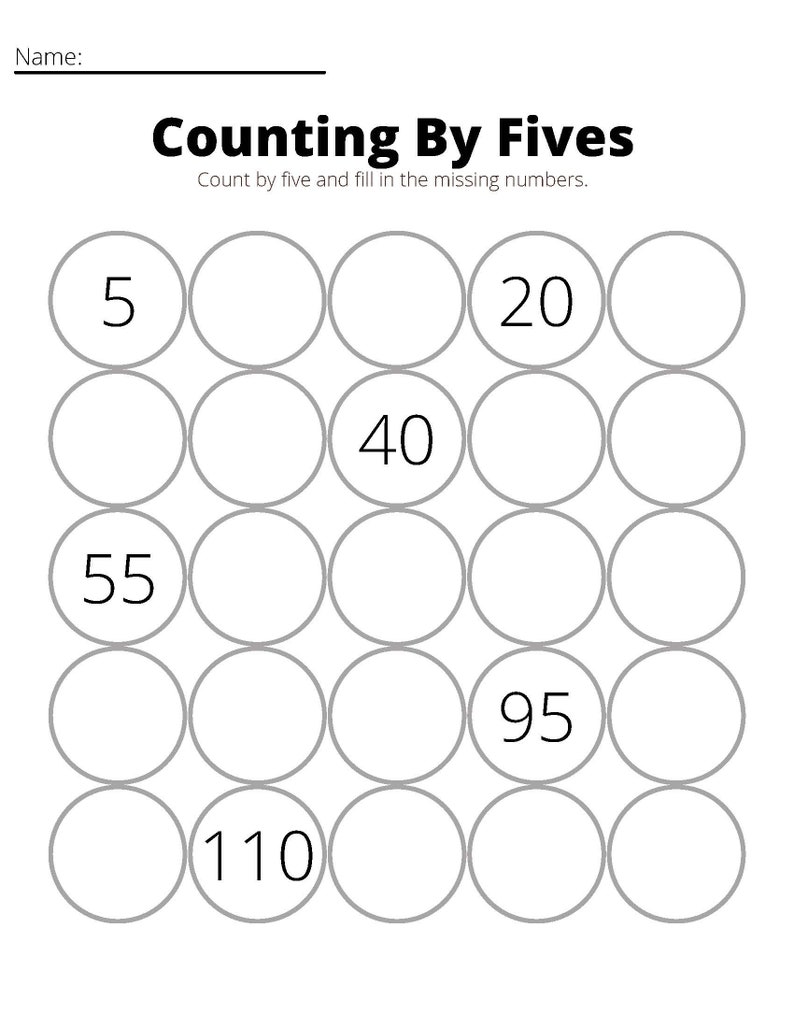 12 Printable Counting by Ones, Twos, Fives & Tens Worksheets in PDF - Etsy