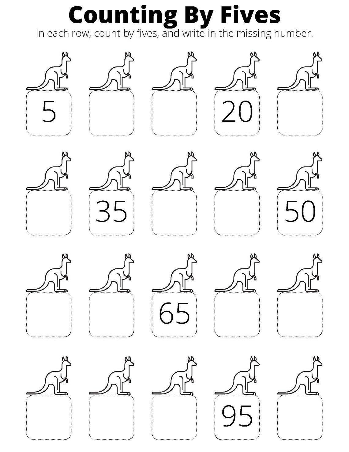 12 Printable Counting by Ones, Twos, Fives & Tens Worksheets in PDF - Etsy
