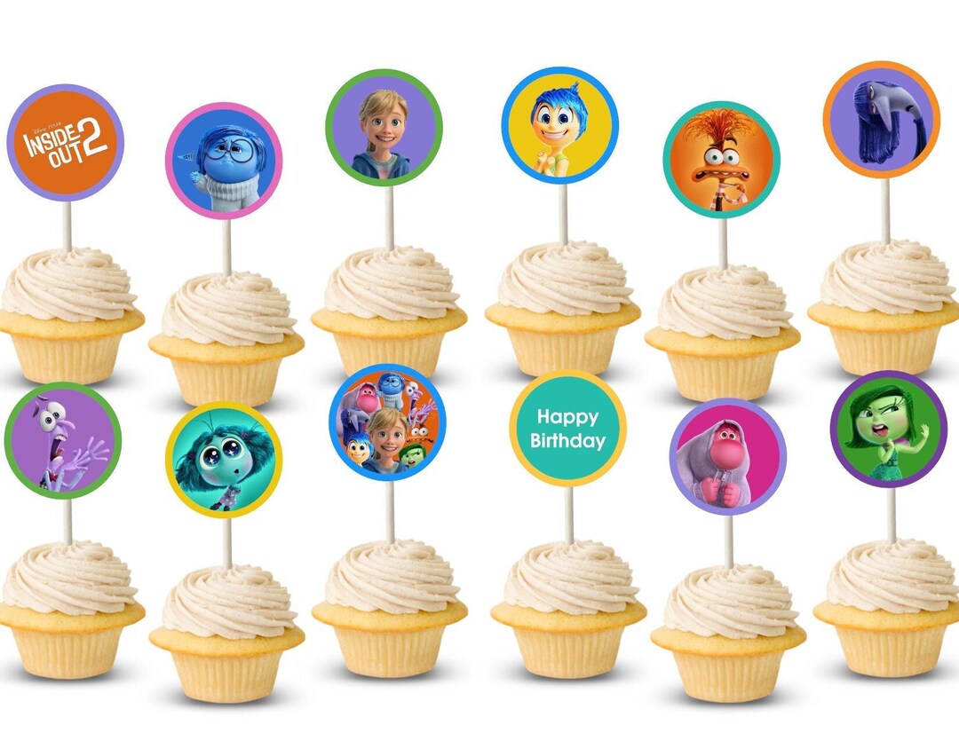 Inside Out 2 Birthday Party / Inside Out 2 Cupcake Toppers/ Inside Out ...