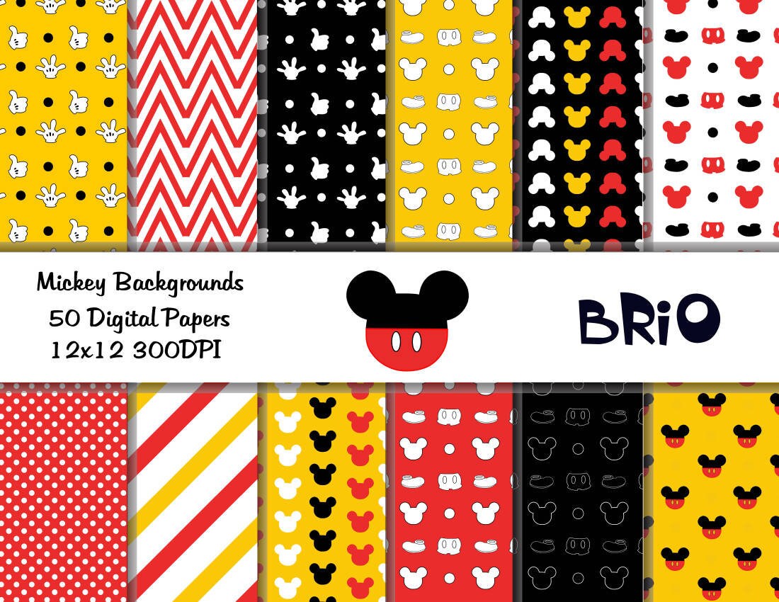 Mickey 50 Digital Papers Set/ Mickey Head Paper/ Mickey Hands - Etsy