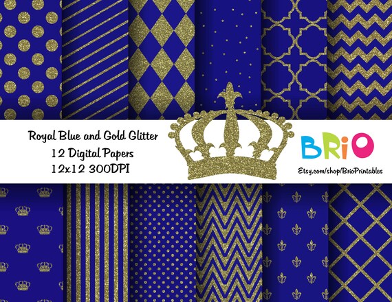 Royal Blue and Gold Paper Set/ Prince Digital Paper/ Royal - Etsy