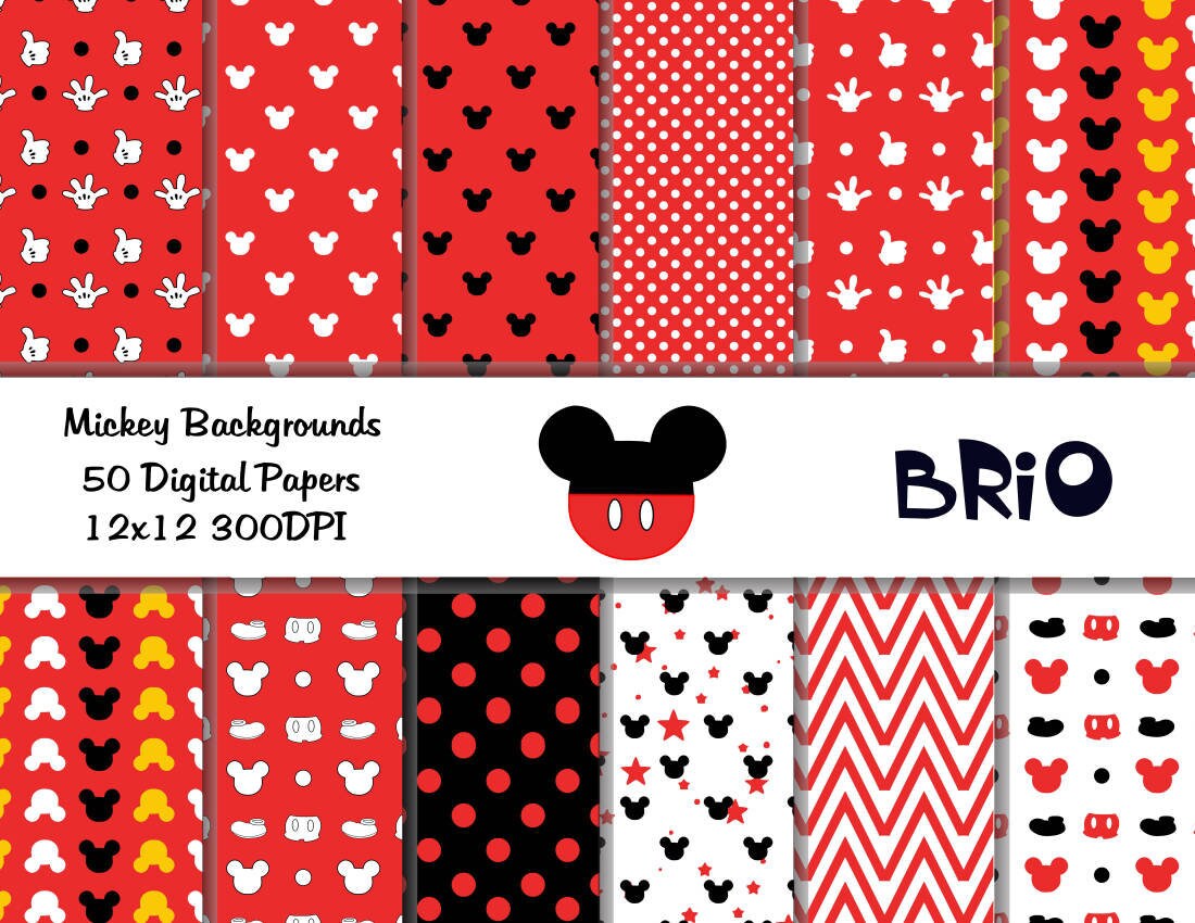Mickey 50 Digital Papers Set/ Mickey Head Paper/ Mickey Hands - Etsy