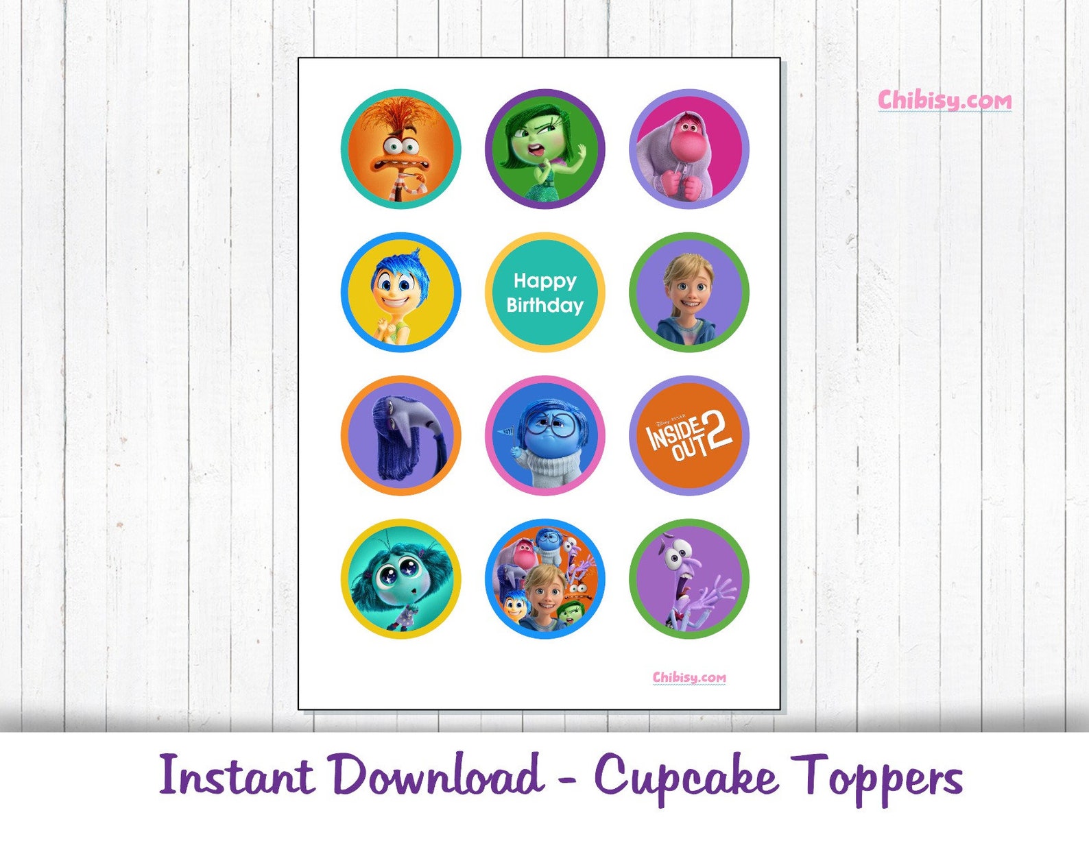 Inside Out 2 Birthday Party / Inside Out 2 Cupcake Toppers/ Inside Out ...