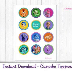 Inside Out 2 Birthday Party / Inside Out 2 Cupcake Toppers/ Inside Out ...