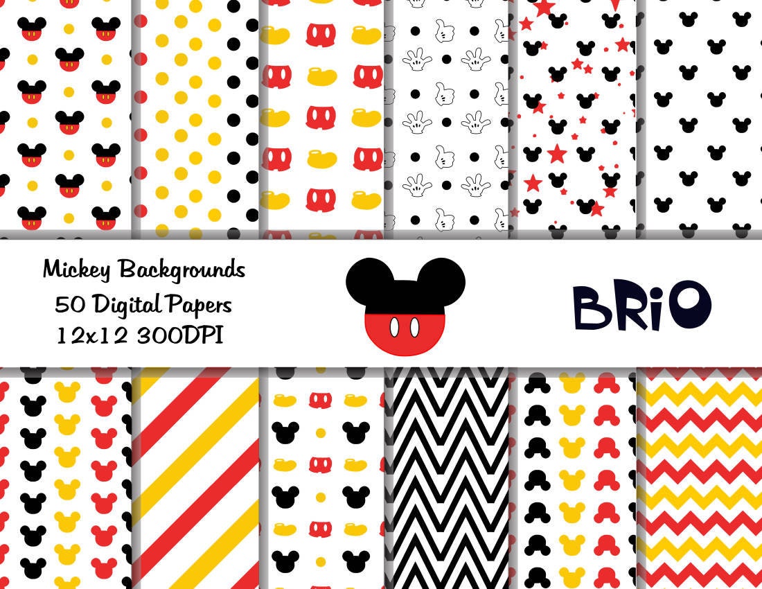 Mickey 50 Digital Papers Set/ Mickey Head Paper/ Mickey Hands - Etsy