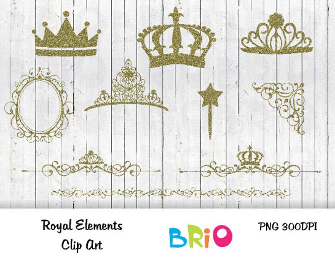 Royal Elements Clip Art, Princess Gold Clip Art, Scrapbook, Gold Crown ...