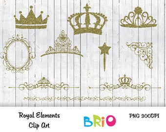 Gold Glitter Crown Clipartglitter Clipartcommercial Use Clip - Etsy