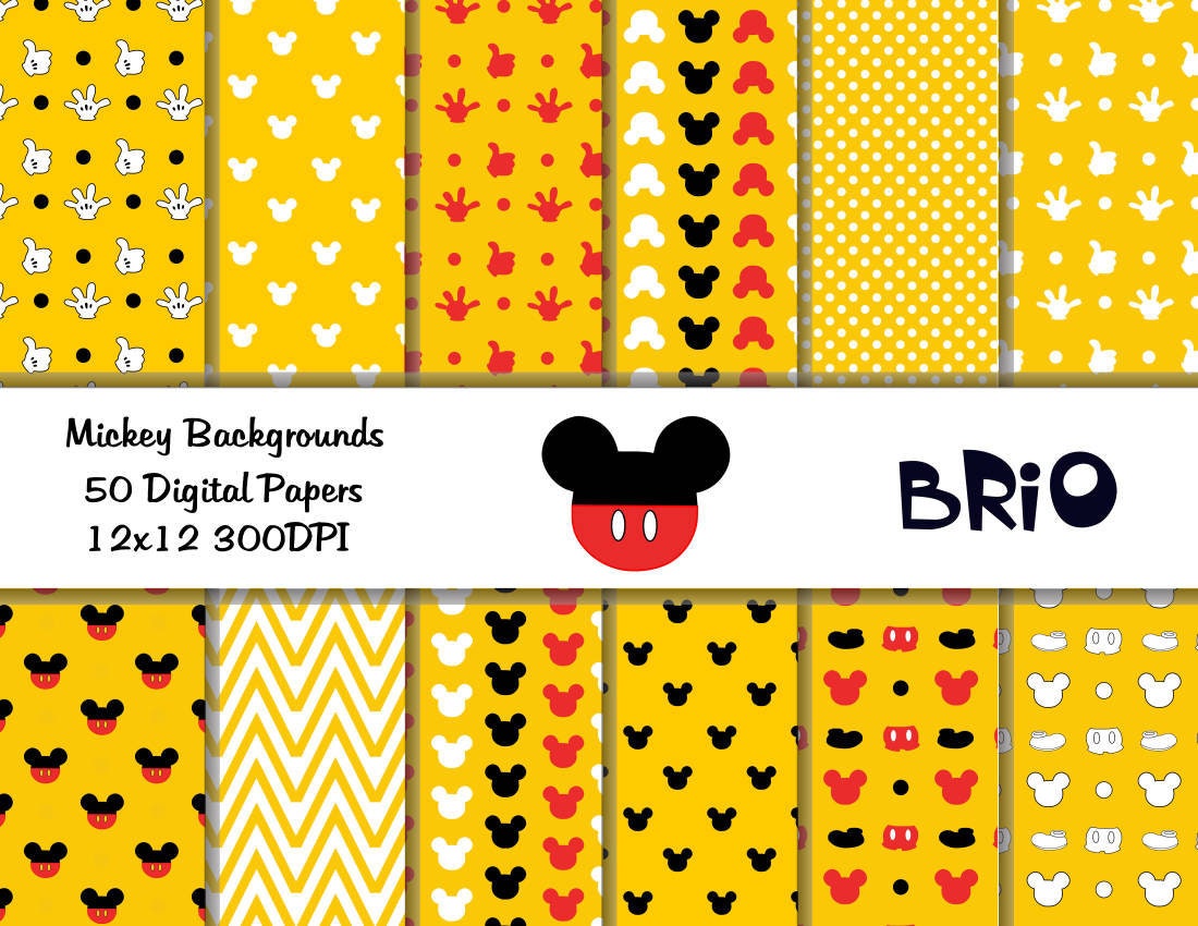 Mickey 50 Digital Papers Set/ Mickey Head Paper/ Mickey Hands - Etsy