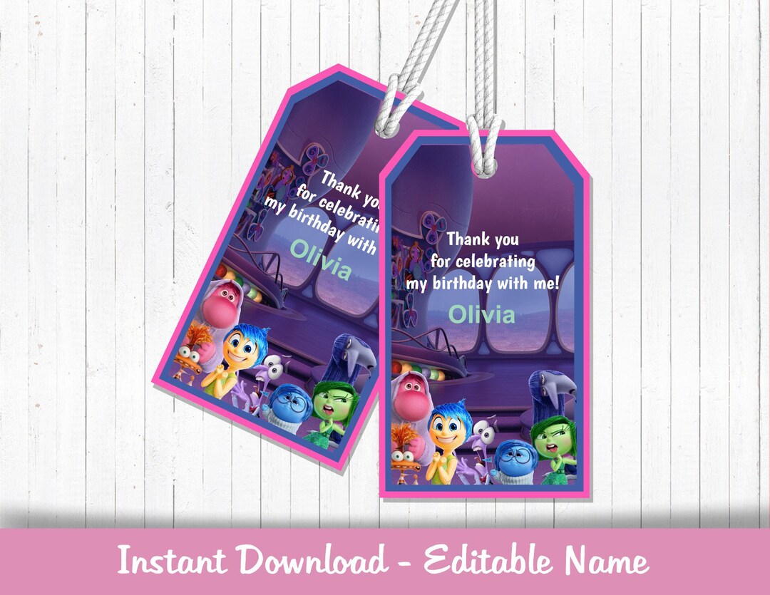 Inside Out 2 Editable Name Favor Tags / Inside Out 2 Birthday Party ...