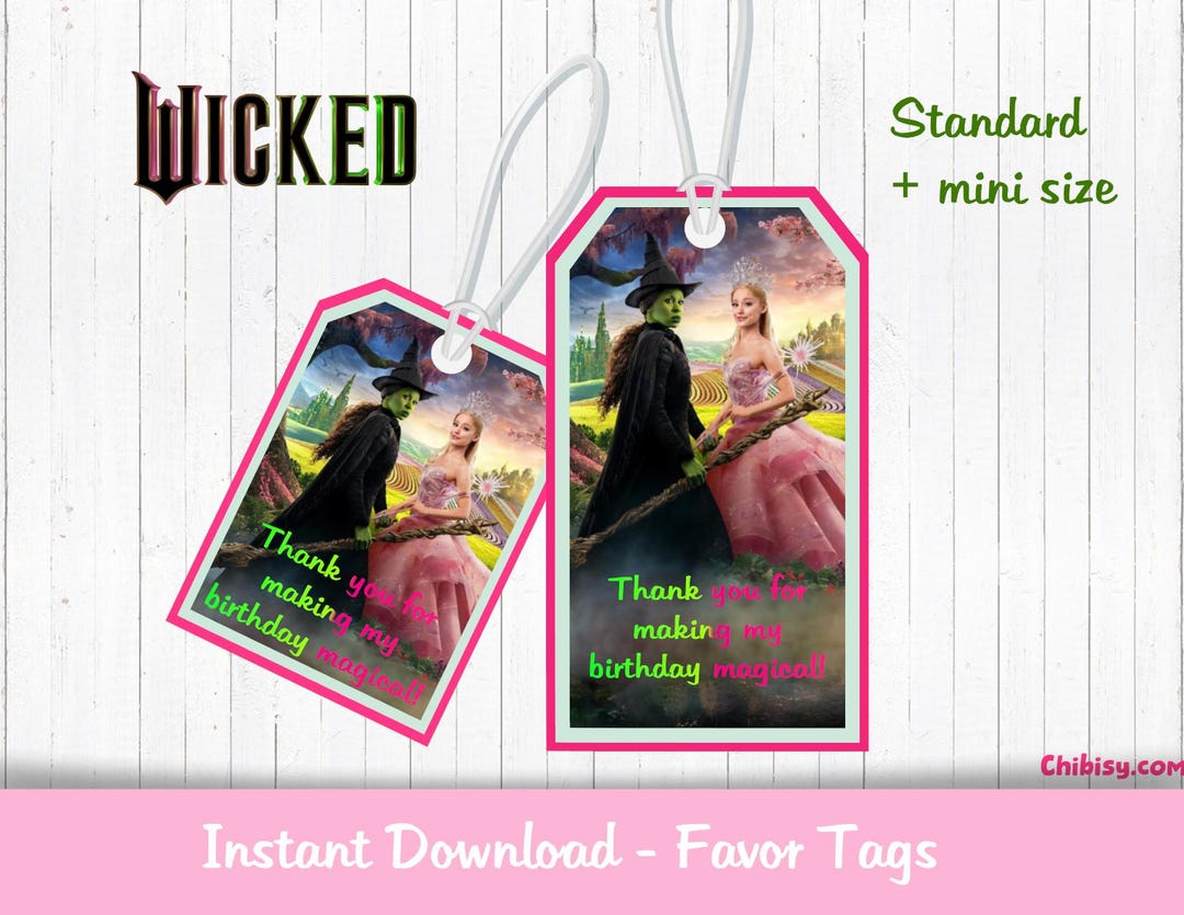 Wicked Birthday Party / Wicked Favor Tags/ Wicked Party/ Ariana Cynthia ...