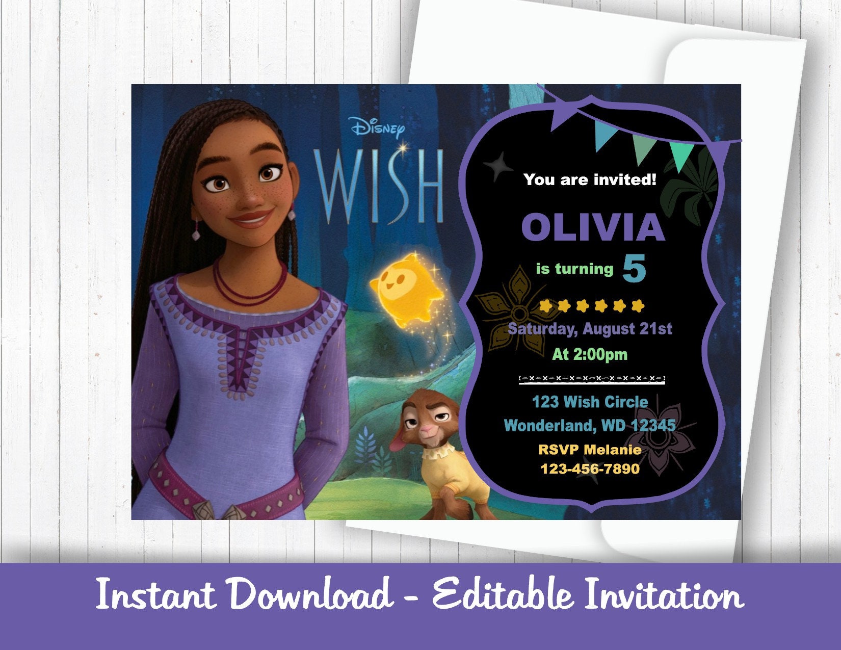 Wish Invitation, Wish Birthday Party, Editable Wish Invitation, Instant ...