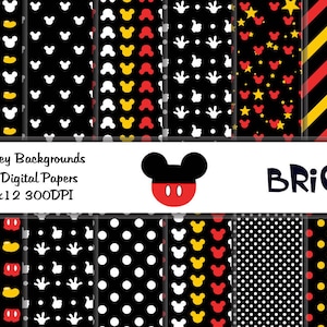 Mickey 50 Digital Papers Set/ Mickey Head Paper/ Mickey Hands Paper ...