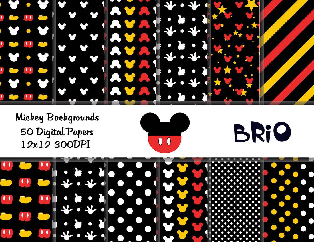 Mickey 50 Digital Papers Set/ Mickey Head Paper/ Mickey Hands - Etsy