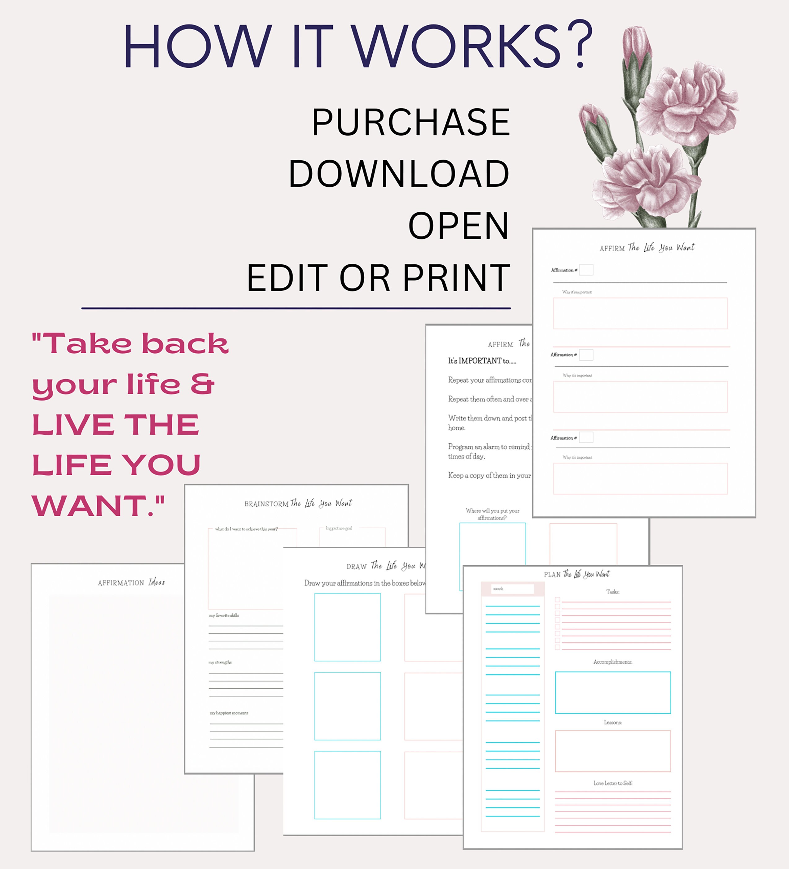 Affirmation Workbook | PDF Printable | Mental Health Workbook ...