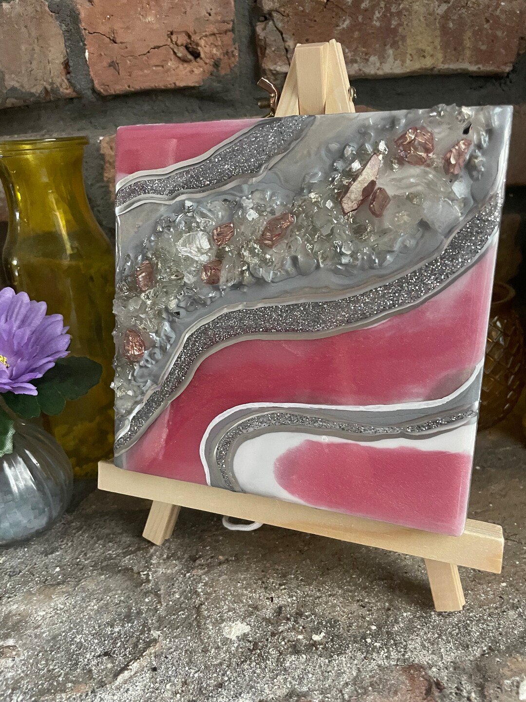 Pink Geode Art Wall Art Geode Wall Decor Resin Art - Etsy