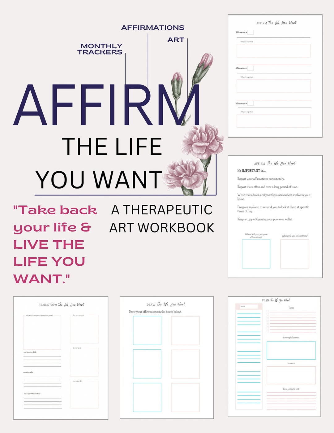 Affirmation Workbook | PDF Printable | Mental Health Workbook ...
