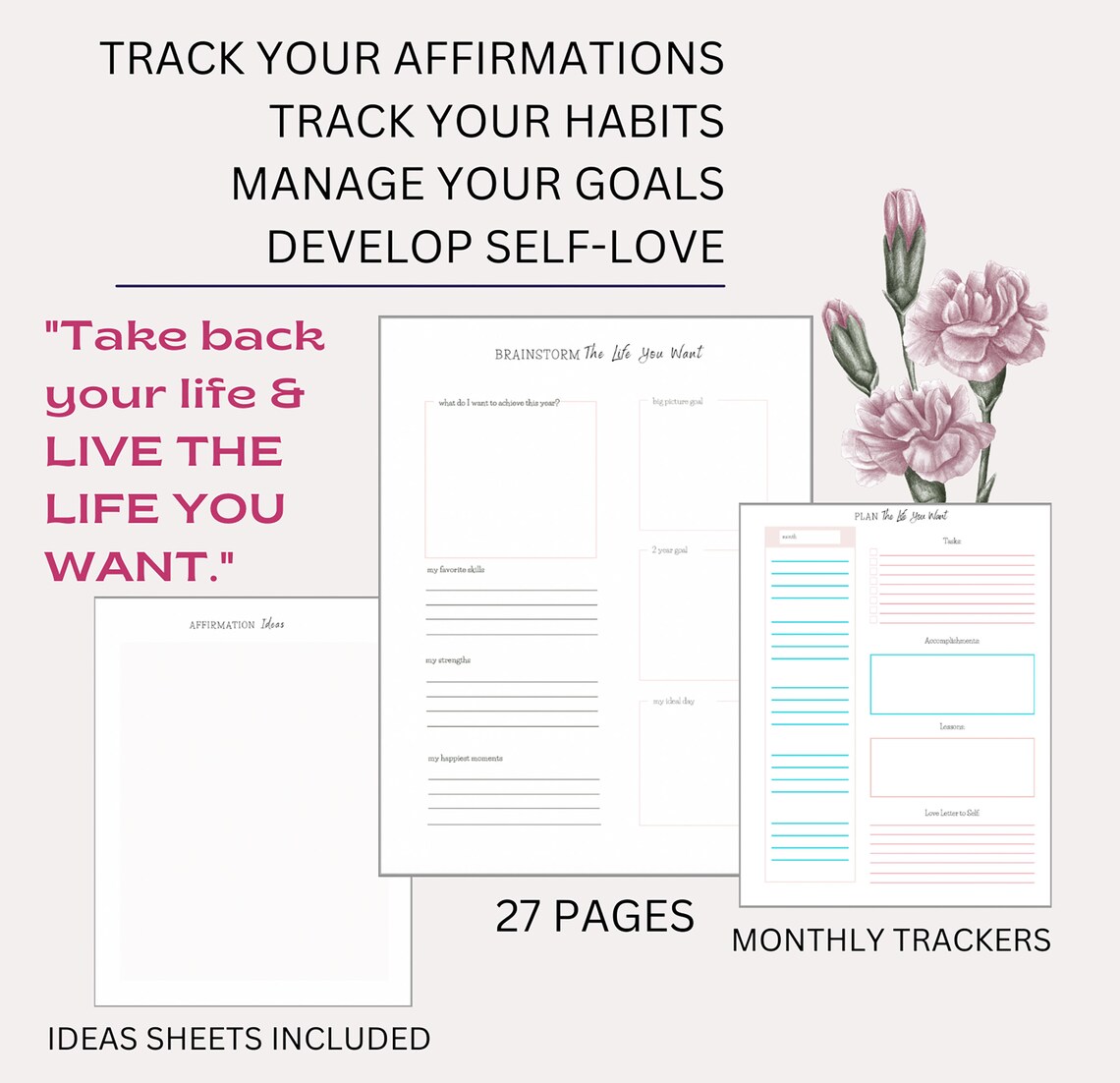 Affirmation Workbook | PDF Printable | Mental Health Workbook ...