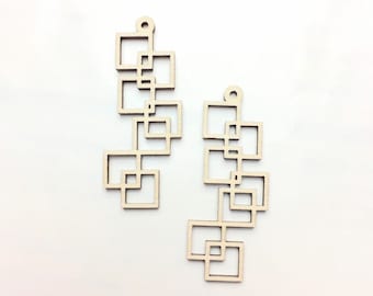 12 DIY Unfinished Laser Cut Wood Pendant,natural Wood Earrings Blanks ...