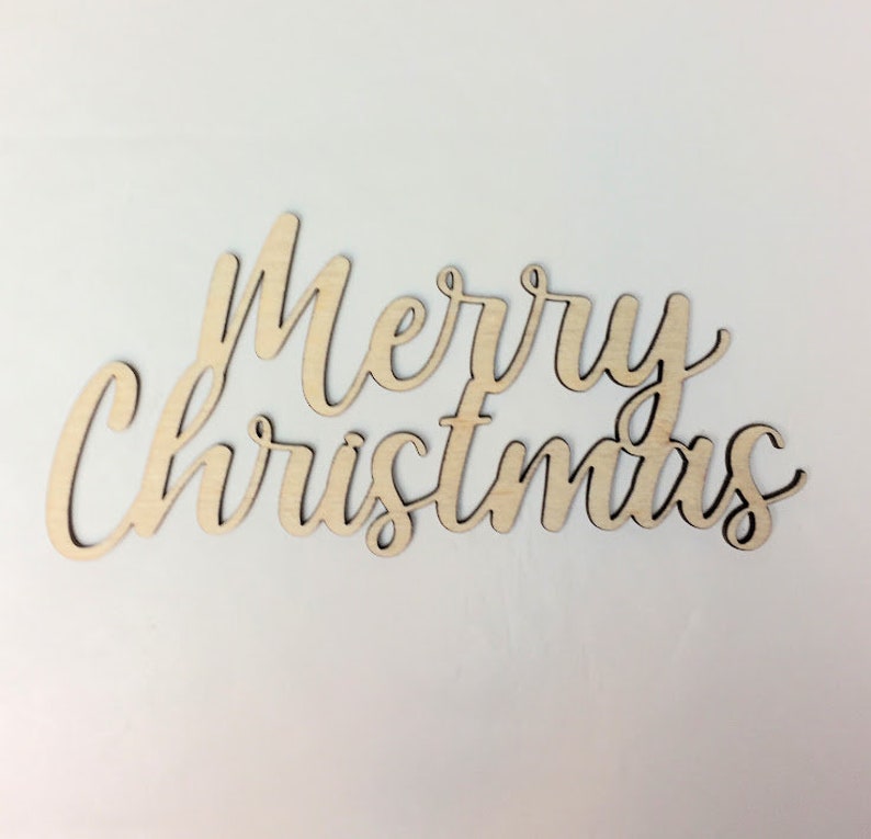 Merry Christmas Wood Cutout, Multiple Sizes, Laser Cut, Holiday Wooden ...