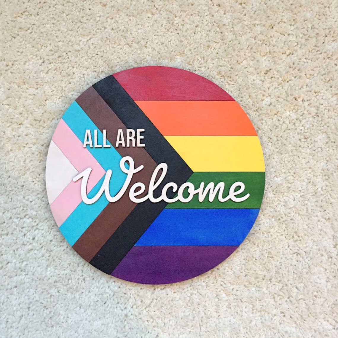 Pride Welcome Wooden Door Hanger All Wood Laser Cut LGBTQ Pride Door ...