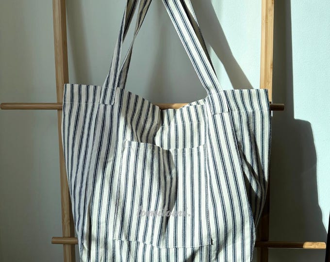 Striped Summer Canvas Jute Tote Bag - Etsy