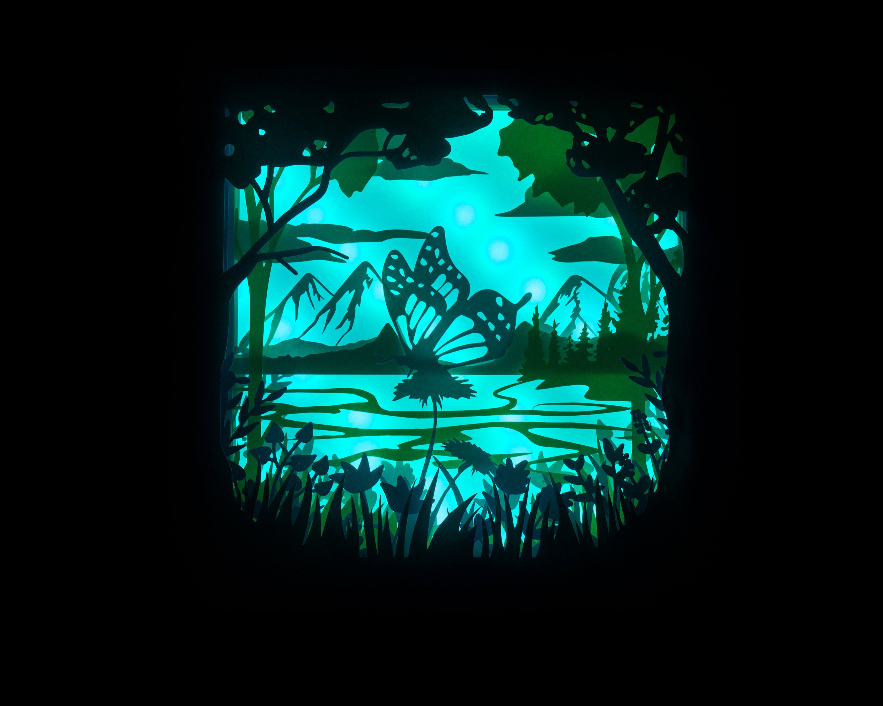 Monarch Butterfly Shadowbox Template, Butterfly Flower SVG Layered ...