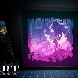 Astronaut in the Ocean Shadowbox SVG, Scuba Diver Lightbox Svg ...