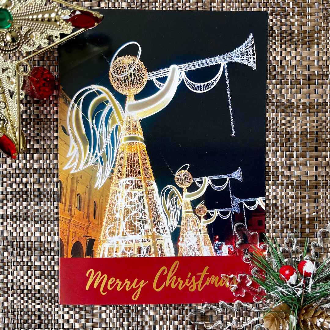 Trumpet Angel Chrsitmas Card Red - Etsy Canada