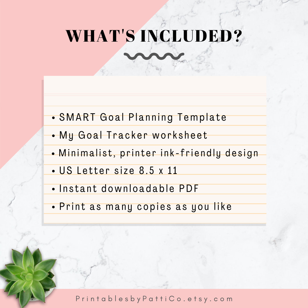 SMART Goal Template, Goal Setting Printable, SMART Goal Planning, Goal ...