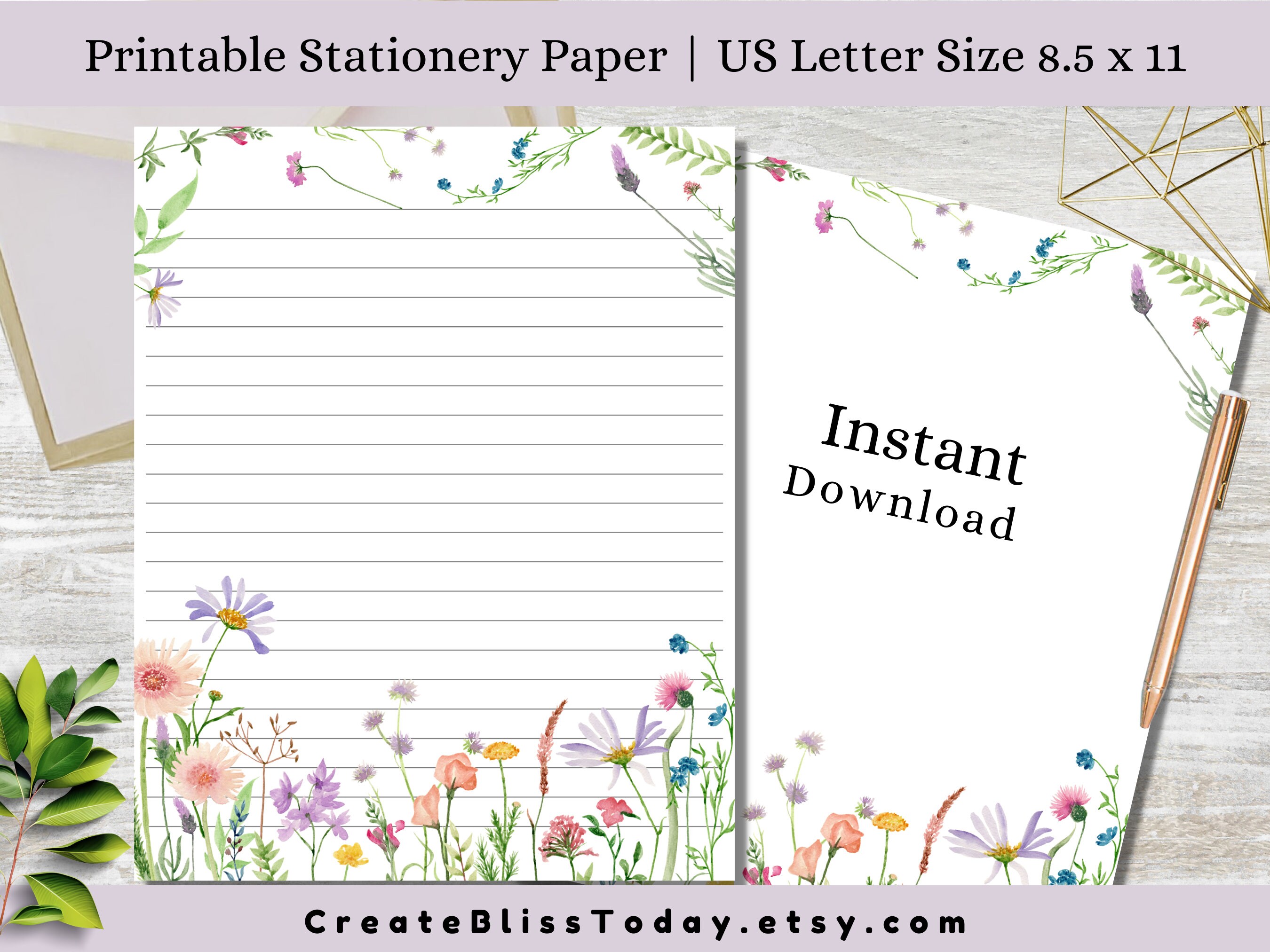 Stationery Paper, Printable Writing Paper, Printable Letter Paper ...