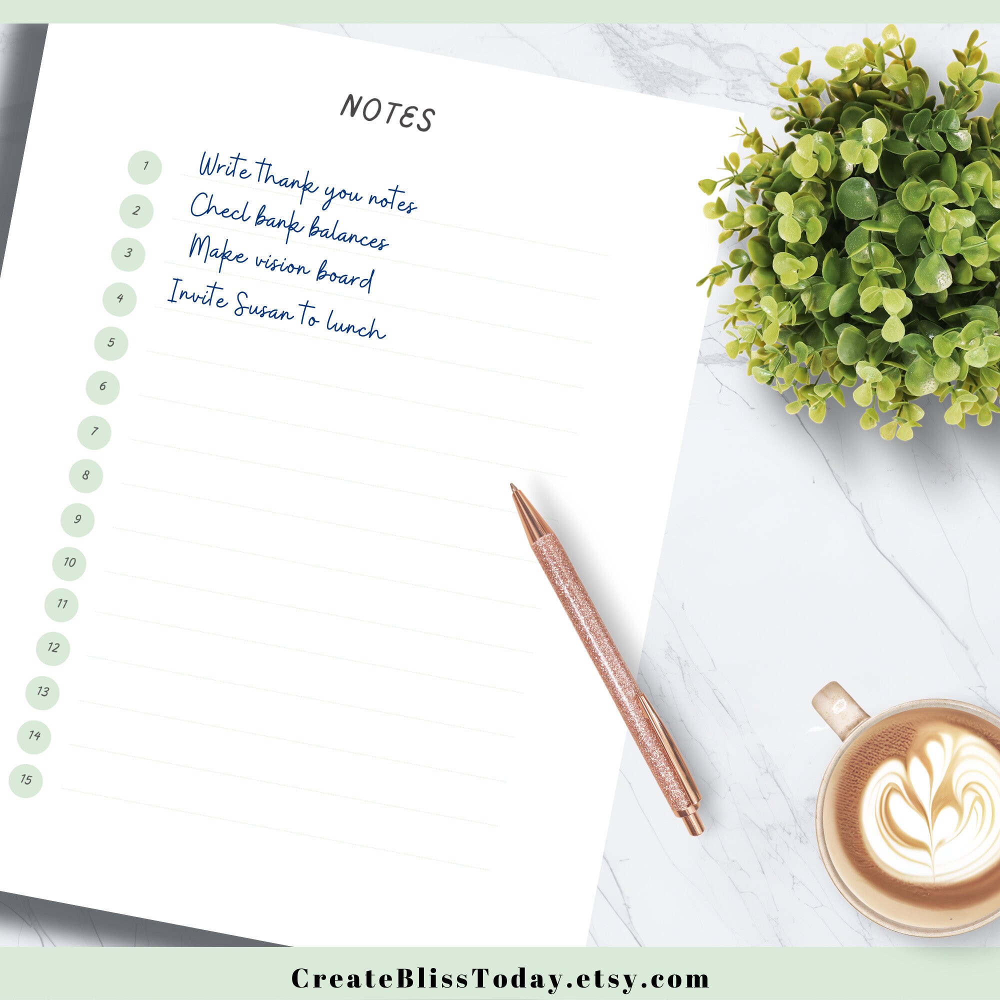 Printable Notes Paper, Notes Pages for Monthly Printable Planner, Lined ...