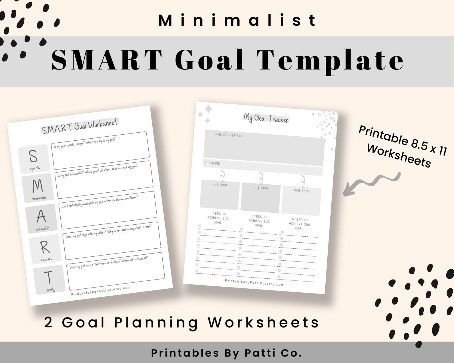 SMART Goal Template, Goal Setting Printable, SMART Goal Planning, Goal ...