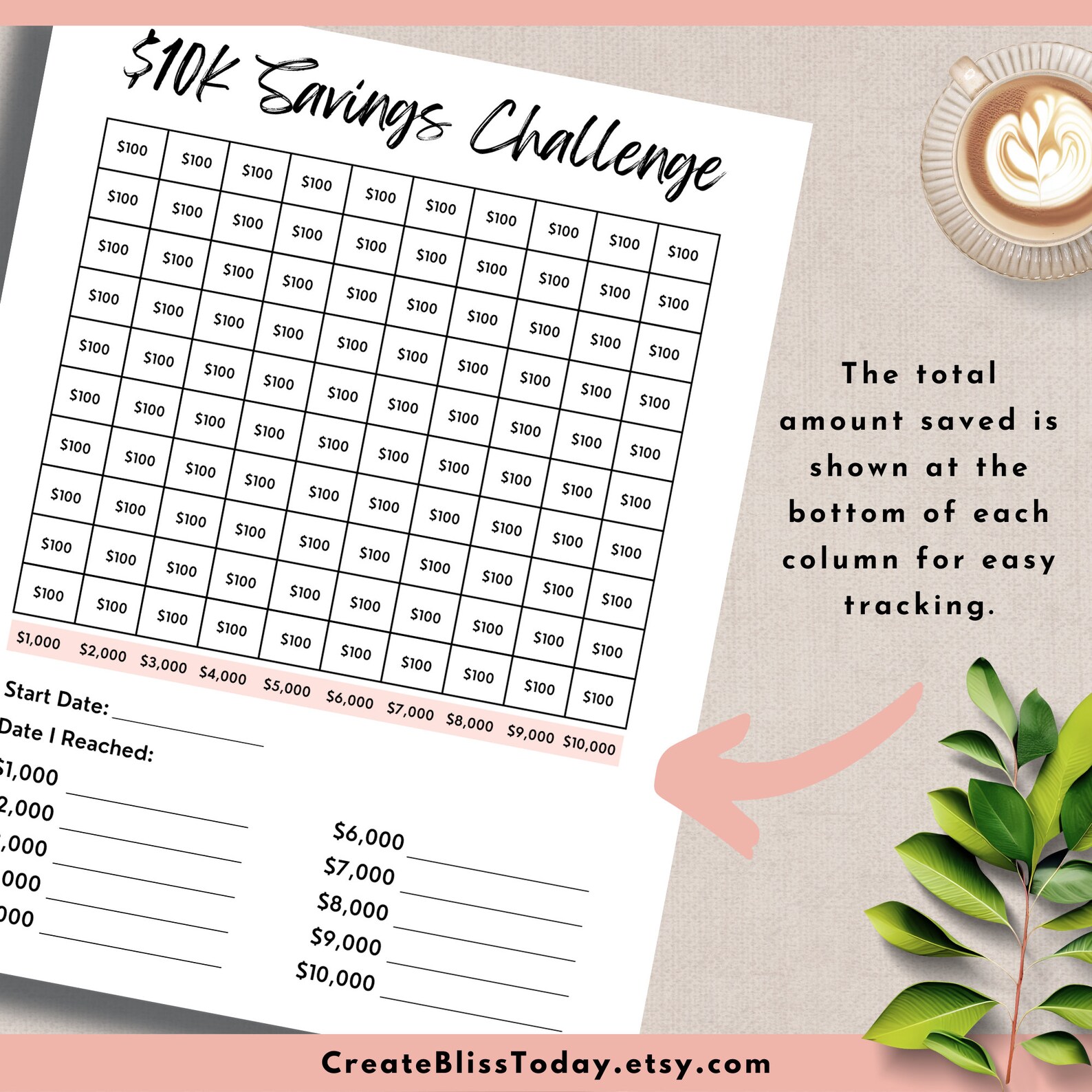Savings Challenge Printable, Save Money Tracker, Money Saving Challenge ...