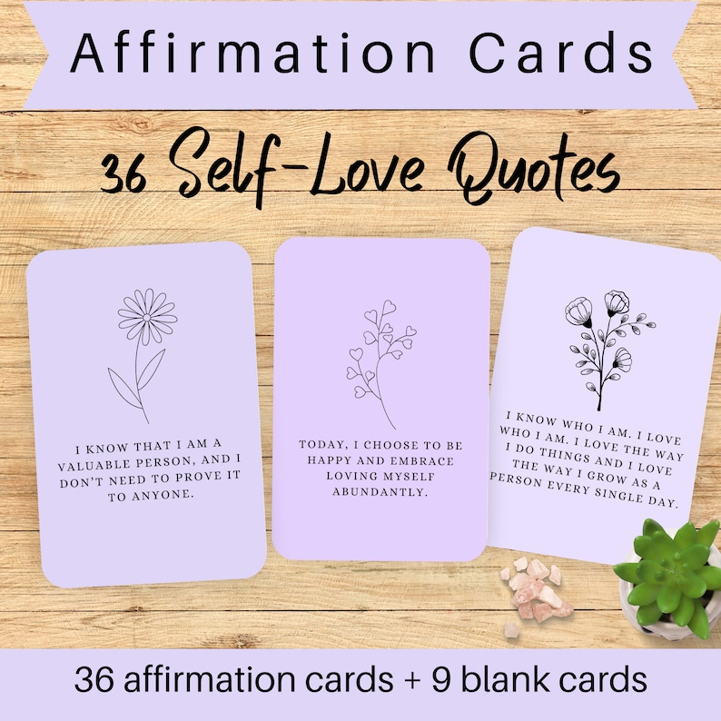 Self Love Affirmation Cards Printable Self Care Daily Etsy