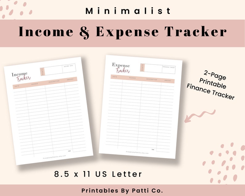 Income and Expense Tracker Printable Income Tracker Bill - Etsy