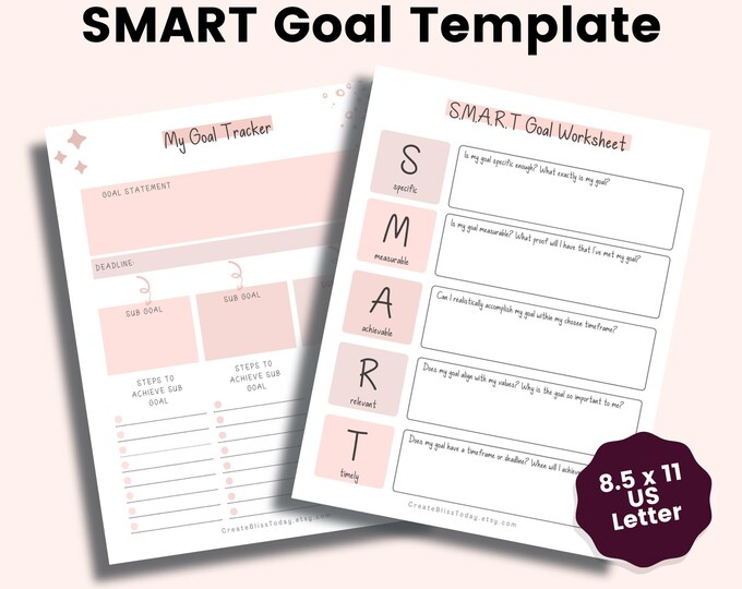SMART Goal Template, Goal Setting Printable, SMART Goal Planning, Goal ...