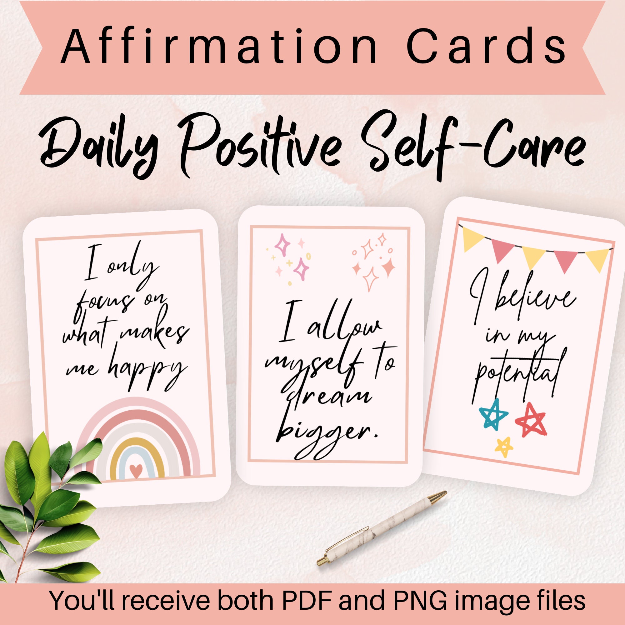 Self Love Affirmation Cards Printable, Self Care, Daily Encouragement ...